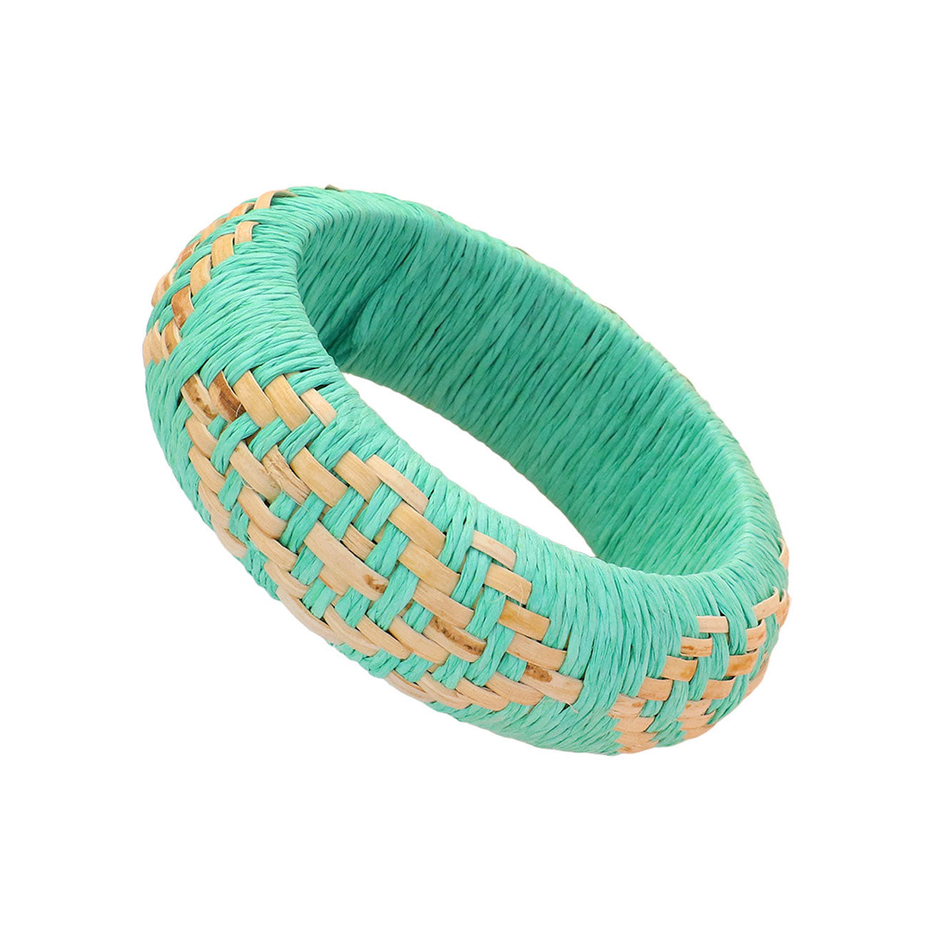 Turquoise Raffia Weave Abstract Pattern Bangle Bracelet – TigerLilyBloom™