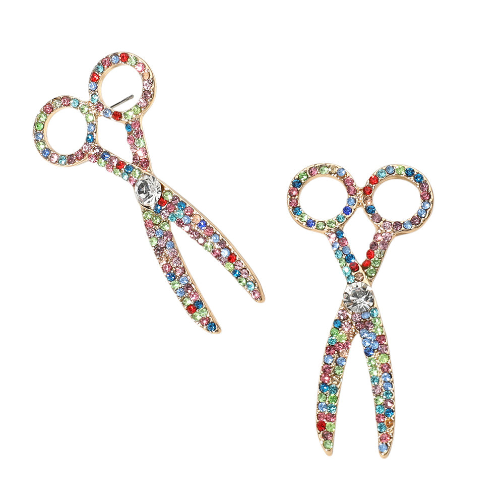 Sparkling Multi Color Rhinestone Scissor Earrings – TigerLilyBloom™