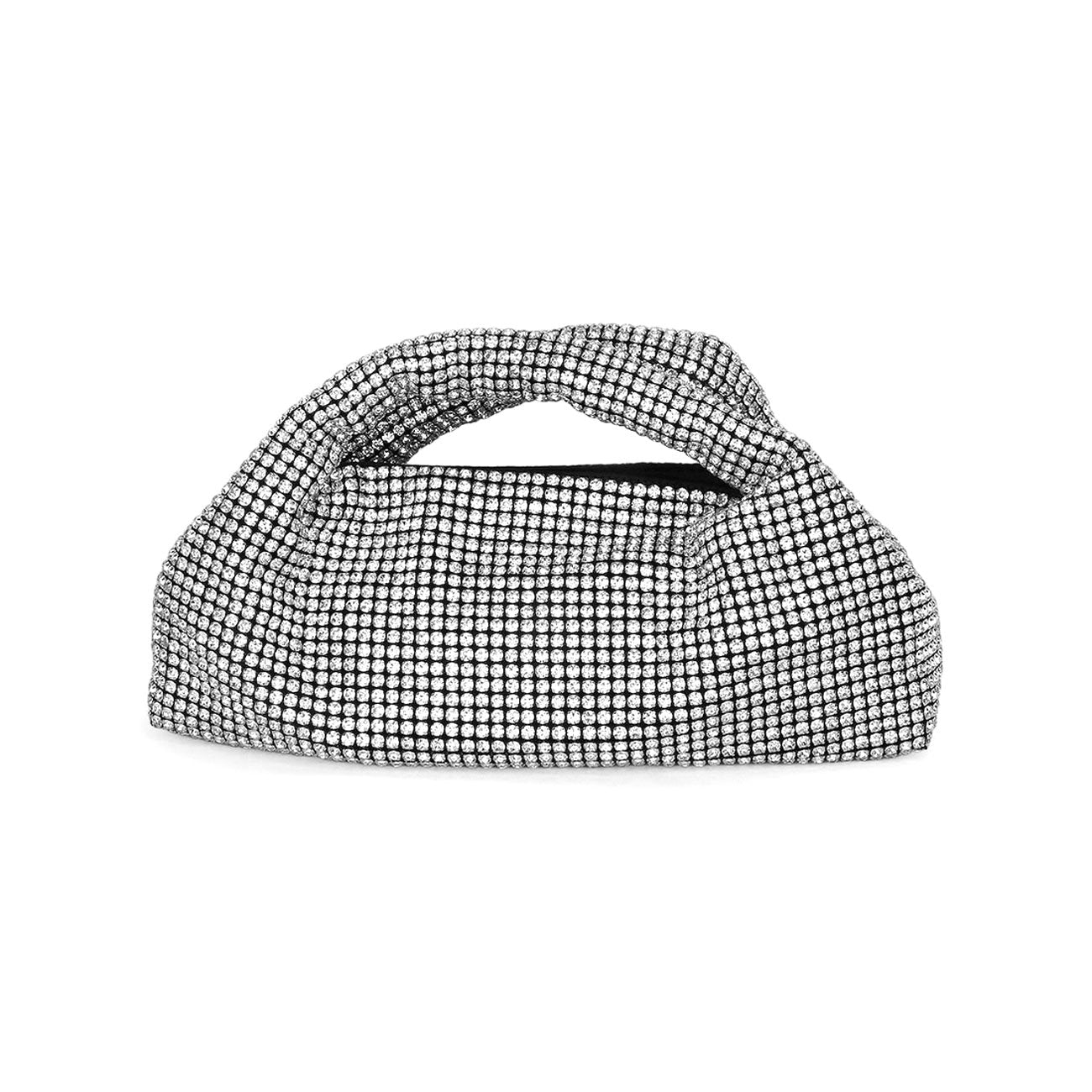 Shimmering Bling Silver Rhinestone Stud Top Handle Evening Bag ...