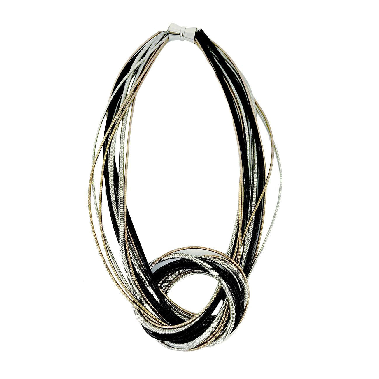 Gorgeous Handcrafted 3 Tone Multi Strand Knot Piano Wire Necklace ...