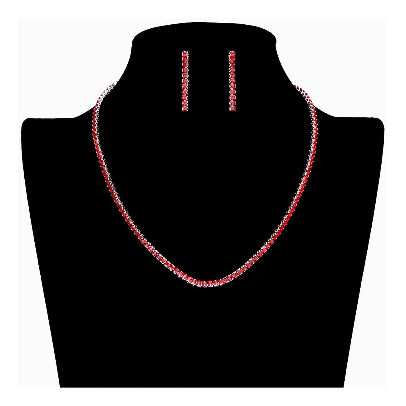 Dazzling Red Rhinestone Necklace Set – TigerLilyBloom™