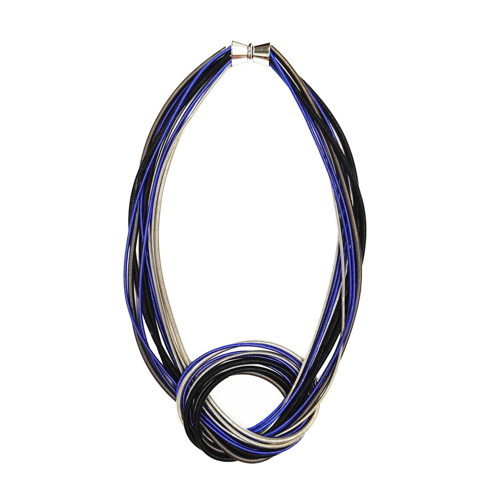 Gorgeous Handcrafted 4 Tone Multi Strand Knot Piano Wire Necklace ...