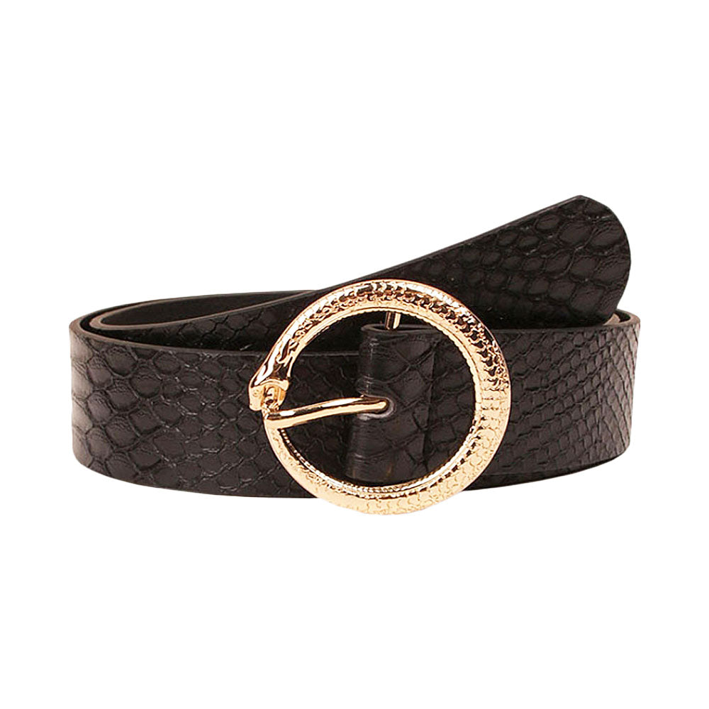 Chic Black Snake Print Snake Buckle Belt – TigerLilyBloom™